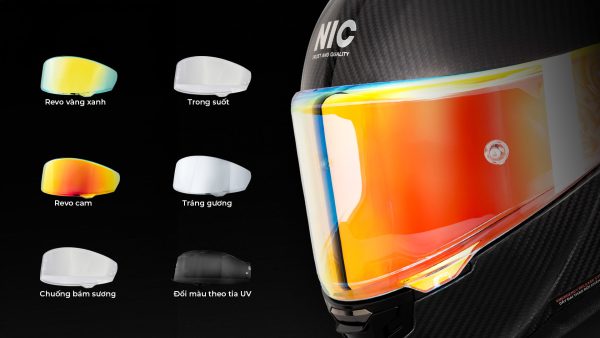 Cấu tạo & chức năng nón bảo hiểm fullface carbon NIC